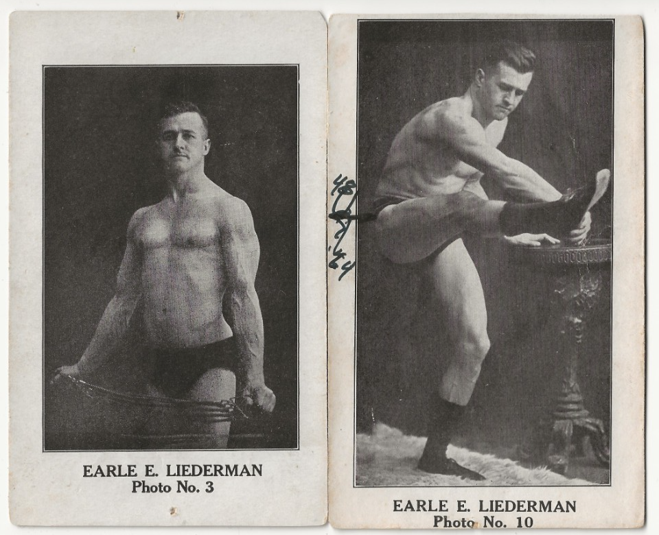 TWO (2) OLD 20s / 30s WRESTLING WRESTLER POSTCARDS - EARLE LIEDERMAN | eBay