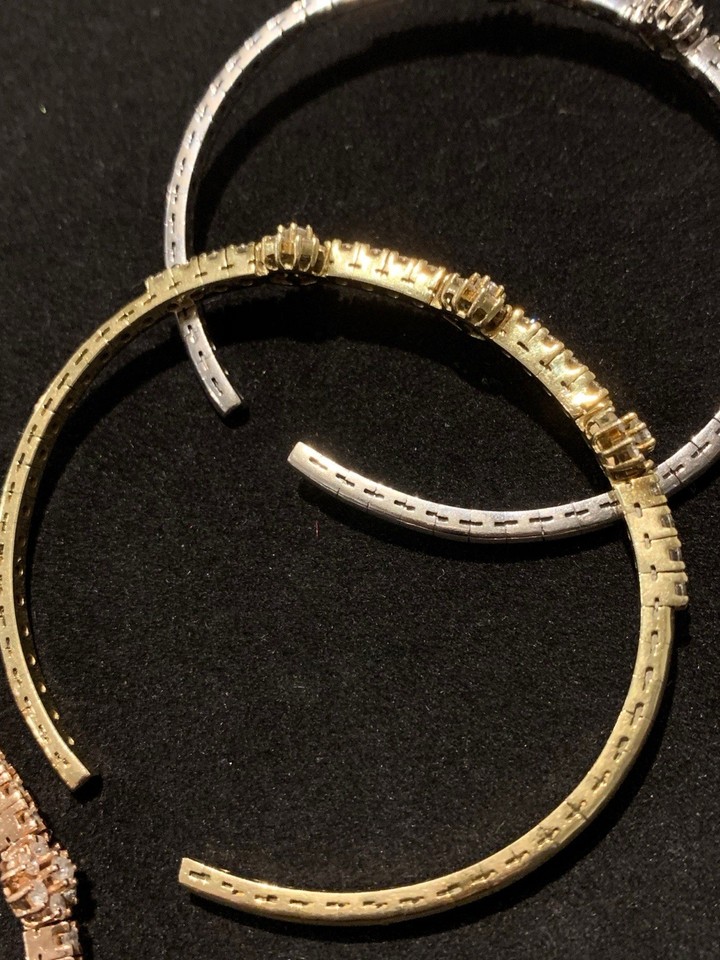 Lady’s Tri Color Diamond Bangle Set -18kt Gold | eBay