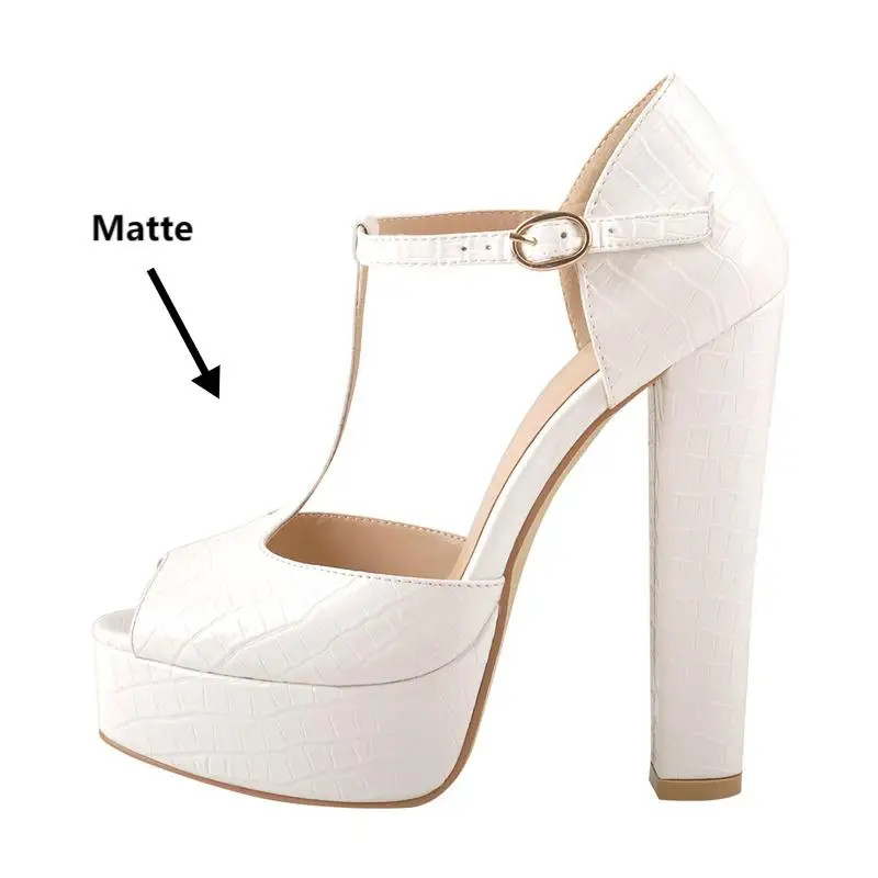 Women T-Strap Platform Sandals Peep Toe Chunk Heel Pumps High Heels ...