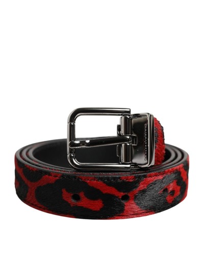 Dolce & Gabbana Leopard Print Leather Belt with Silver Metal Buckle Men ...