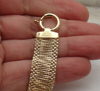 8" Full Diamond Cut RLX Style Railroad Chain Bracelet REAL Solid 14K ...