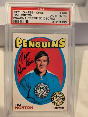 1971-72 O-Pee-Chee Tim Horton Autographed Signed Penguins Card POP 1 | eBay