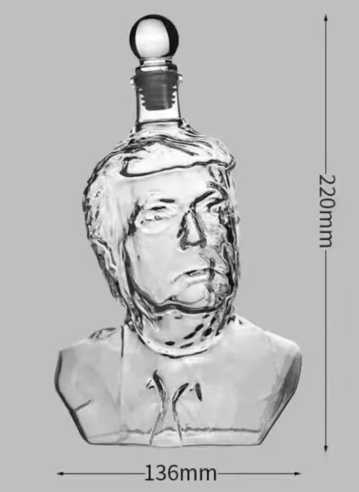 DONALD TRUMP BOURBON WINE BEER WHISKEY DECANTER GLASS CUP MUG STOPPER ...