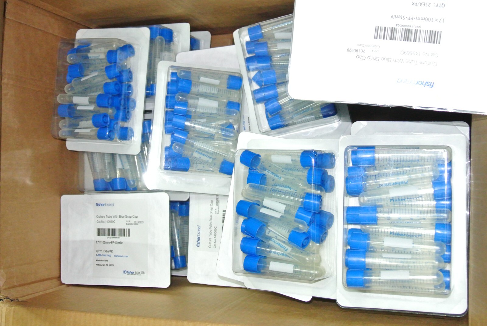 125 Fisherbrand Polypropylene Culture Test Tubes w/ Blue Cap -25/pk, 5 ...