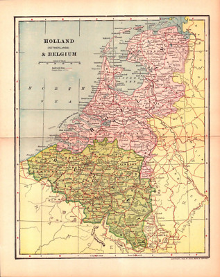 HOLLAND & BELGIUM Antique original Europe map 1904 | eBay