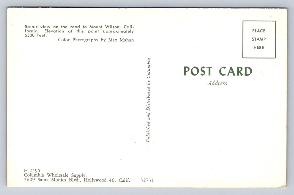 c1950s Classic Car Scenic View Road To Mount Wilson California P749 | eBay