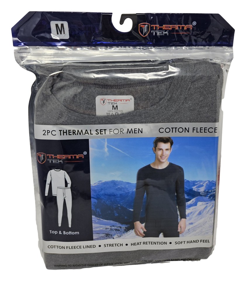 Men Thermal Long Johns Winter Fleece Line 100% Cotton Base Layer Pants ...