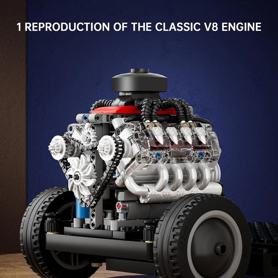V8 Engine Model Kit - 487 Pcs to Build Your Own Mini Engine That Works ...