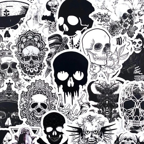 Horror black and white 50 characters gothic sticker bomb laptop vinyl ...