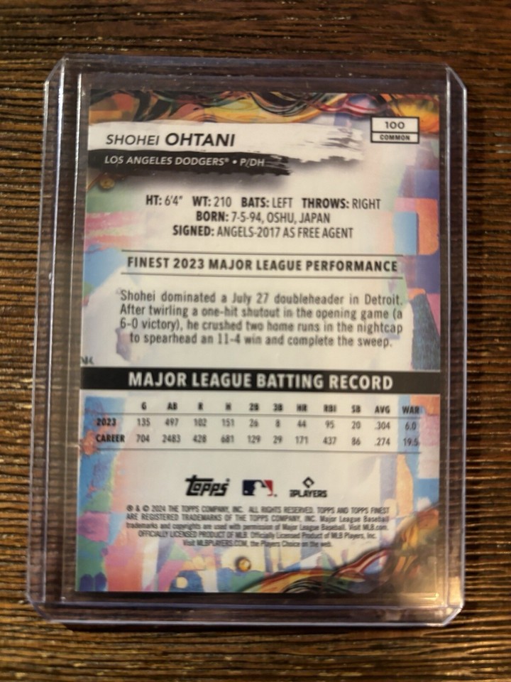 2024 Topps Finest - Blue Checkerboard Refractor #100 Shohei Ohtani /99 ...