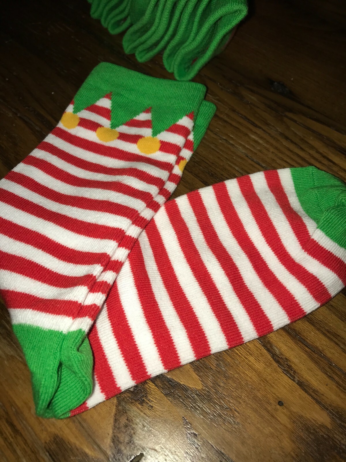 Christmas Jingle Elf Crew Socks Red Green Striped Skate Hip Hop Unisex ...