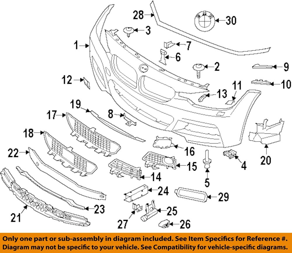 BMW OEM 328i GT xDrive Front Bumper Grille Grill-lower Bracket Left ...