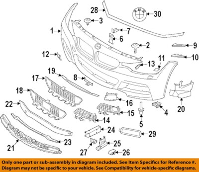 BMW OEM 328i GT xDrive Front Bumper Grille Grill-Bumper Cover Screw ...