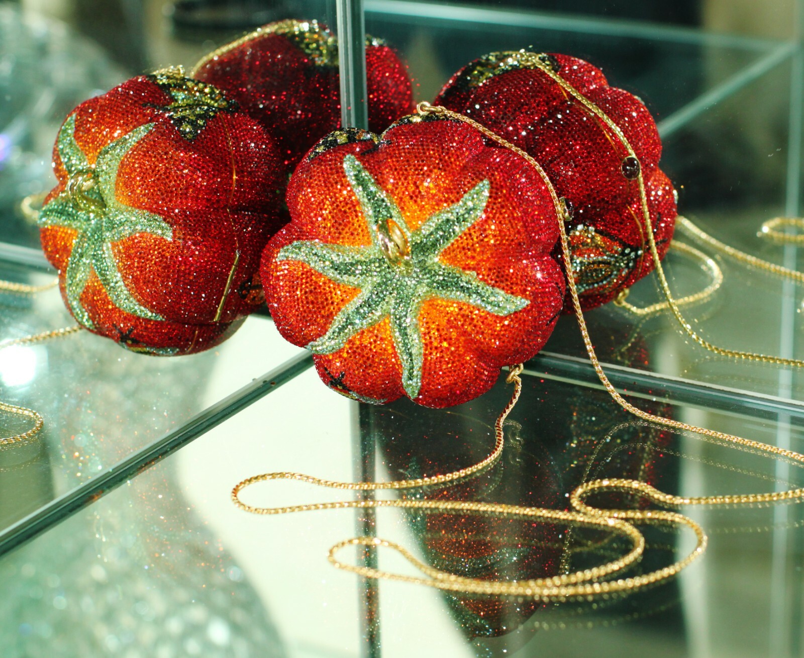 Judith Leiber TOMATO Swarovski Crystal Minaudiere Purse Museum BEE ...