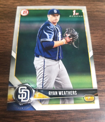 RYAN WEATHERS 2018 BOWMAN DRAFT CARD #BD-182 PADRES (FIRST ROOKIE BASE ...