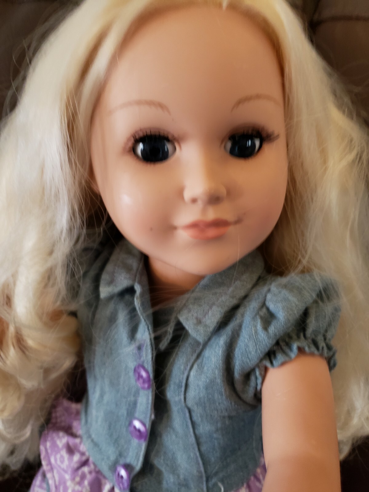 2013 Cititoy My Life 18 Doll Blond Hair Blue Eyes Denim Dress