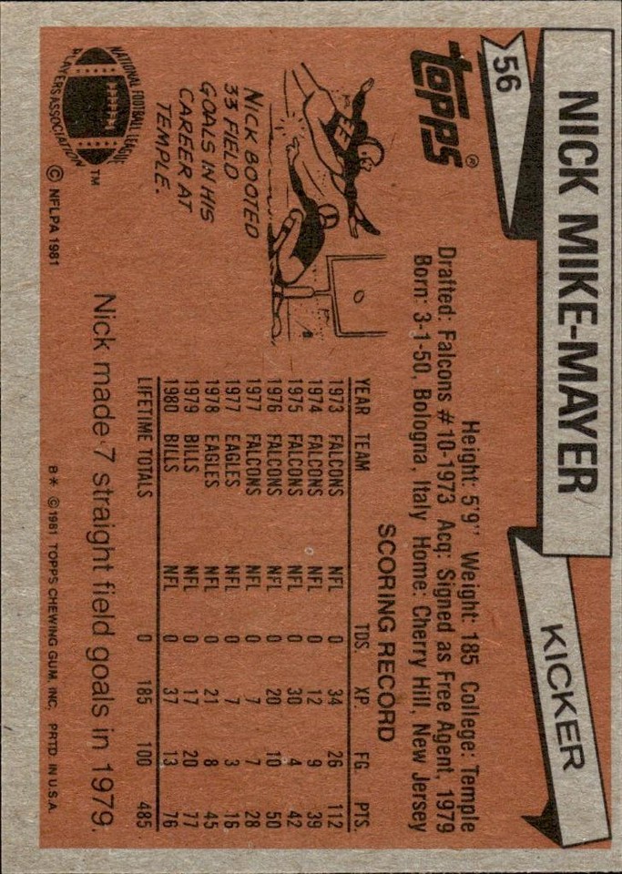 NICK MIKE-MAYER CARD #56 BUY ANY 2 ITEMS FOR 50% OFF B225R4S7P47 | eBay