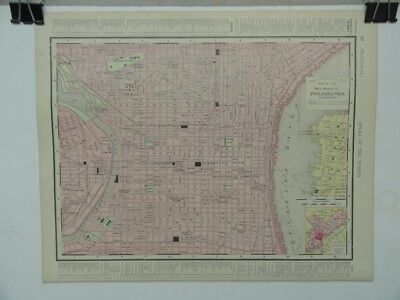 1895 Antique Map of Philadelphia PA Vintage Atlas Page Pennsylvania | eBay