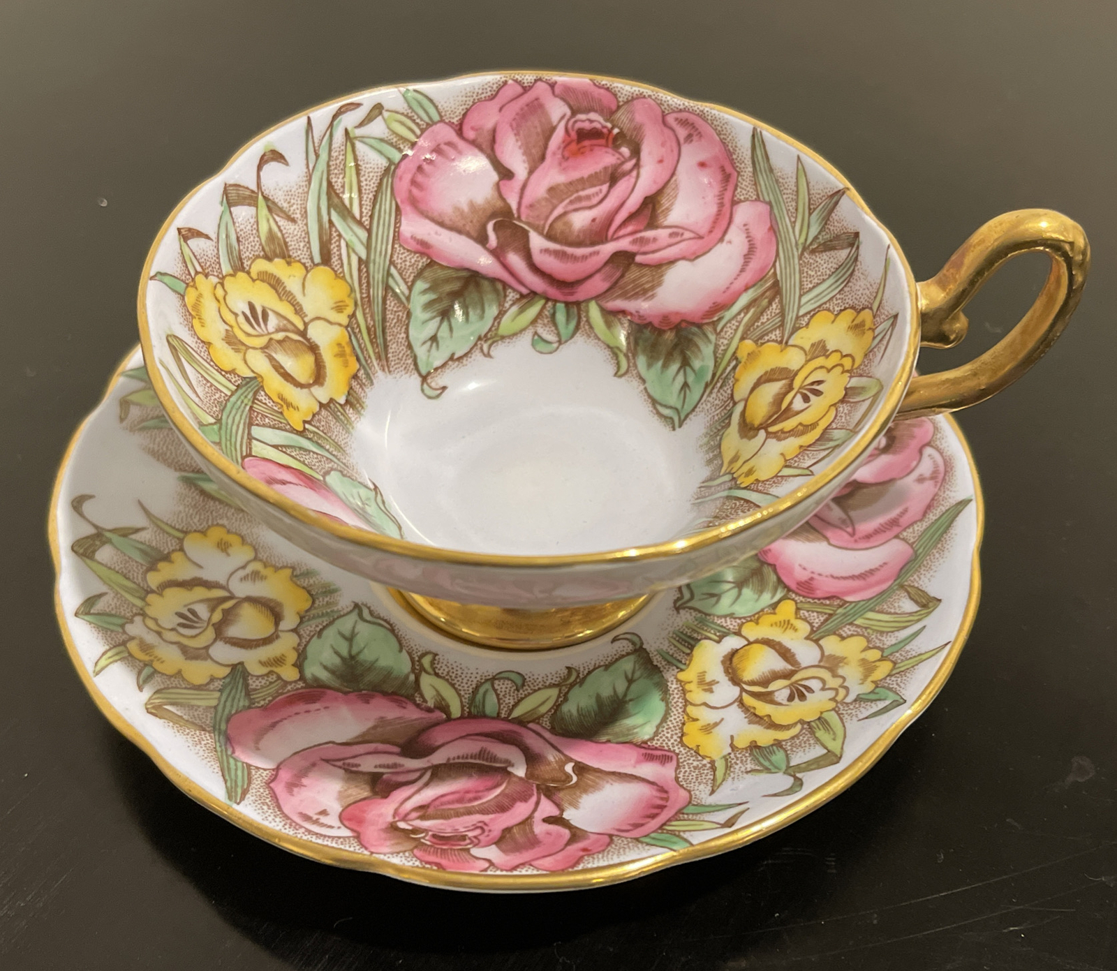 Taylor & Kent Cabbage Roses Teacup and Saucer Set Light Blue | eBay