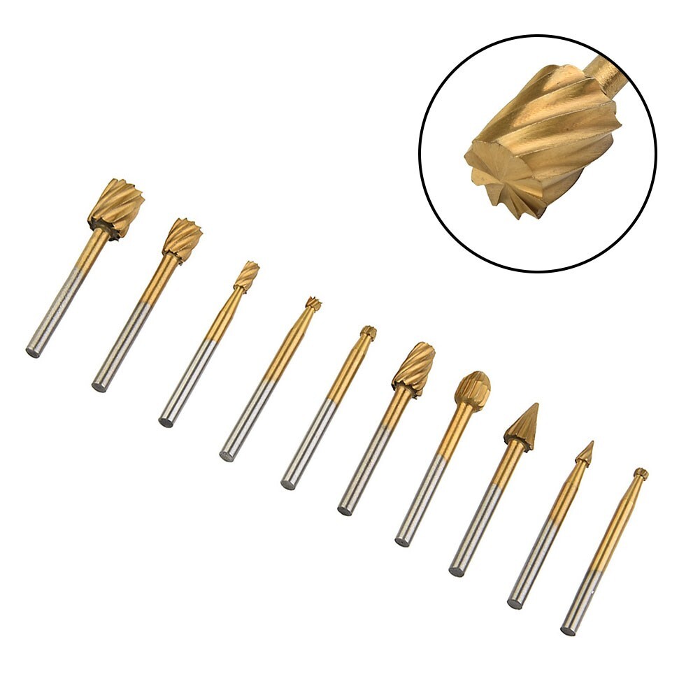 10pcs Steel Cutting Rotary Tool Burr Bits Set Metal Wood Router ...