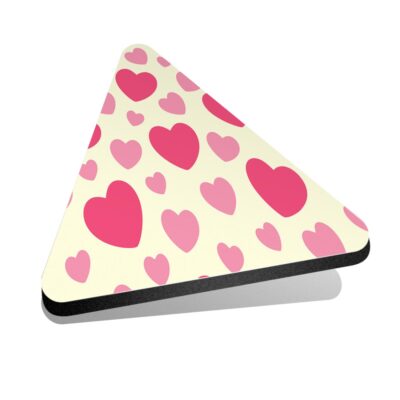 1x Triangle Fridge MDF Magnet Cream & Pink Love Heart Pattern #170090 ...