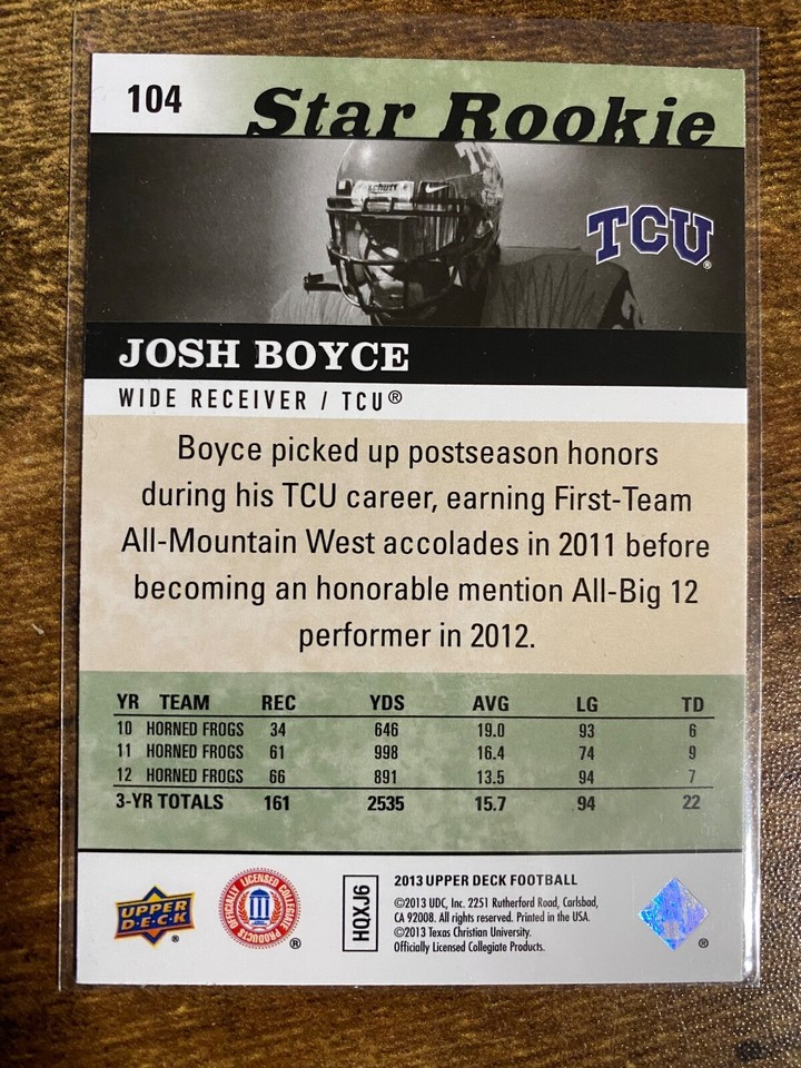 2013 Upper Deck #104 Josh Boyce Star Rookie RC New England Patriots | eBay