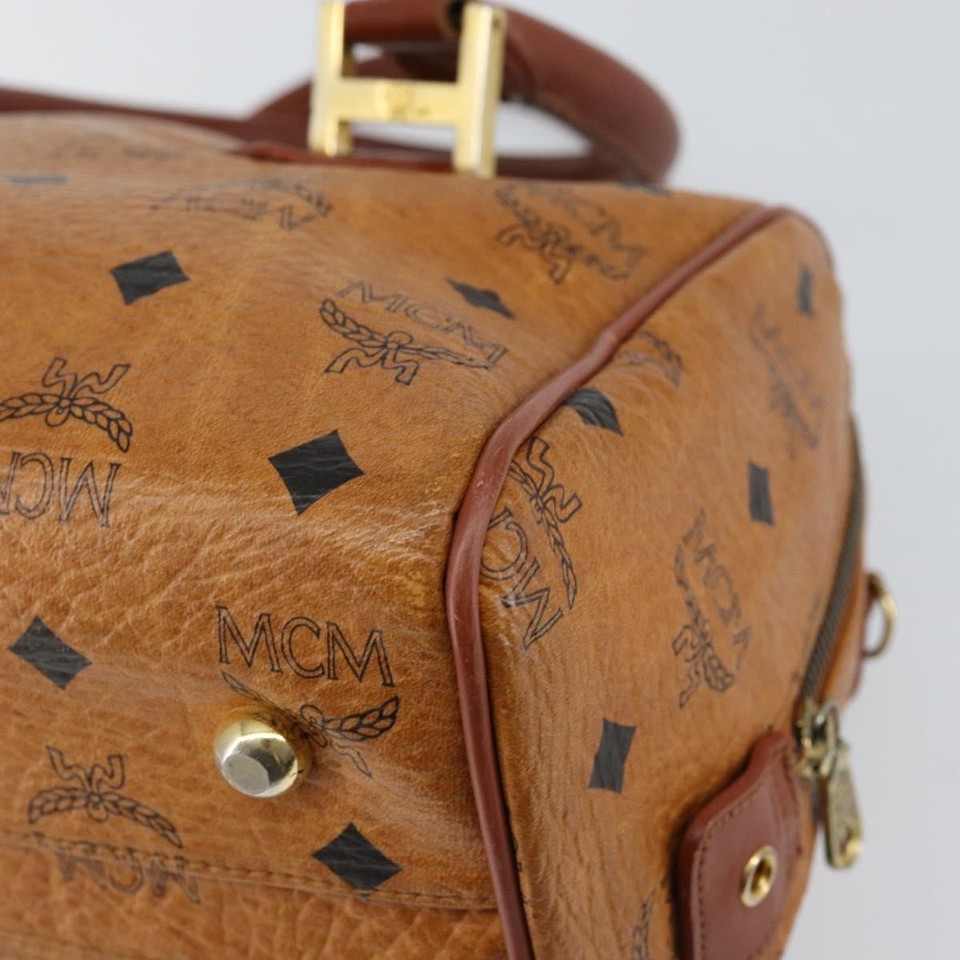 MCM Logogram Vicetos Hand Bag PVC Leather Brown Gold Auth th6487 | eBay