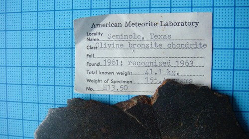 SEMINOLE, Texas Meteorite: 124 Grams from Nininger Collection with ...