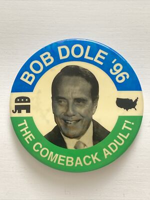 1996 Bob Dole for President 3" Button The Comeback Adult Pin | eBay