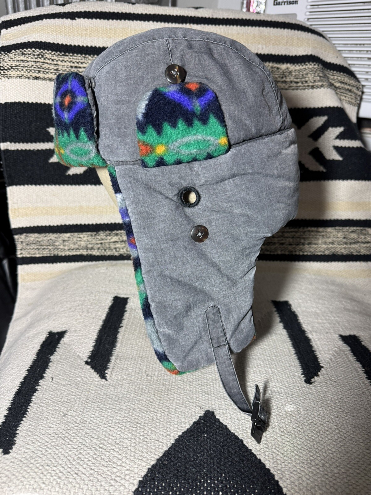 MAD BOMBER Nylon Shell + Aztec Fleece Trapper Hat XL | eBay