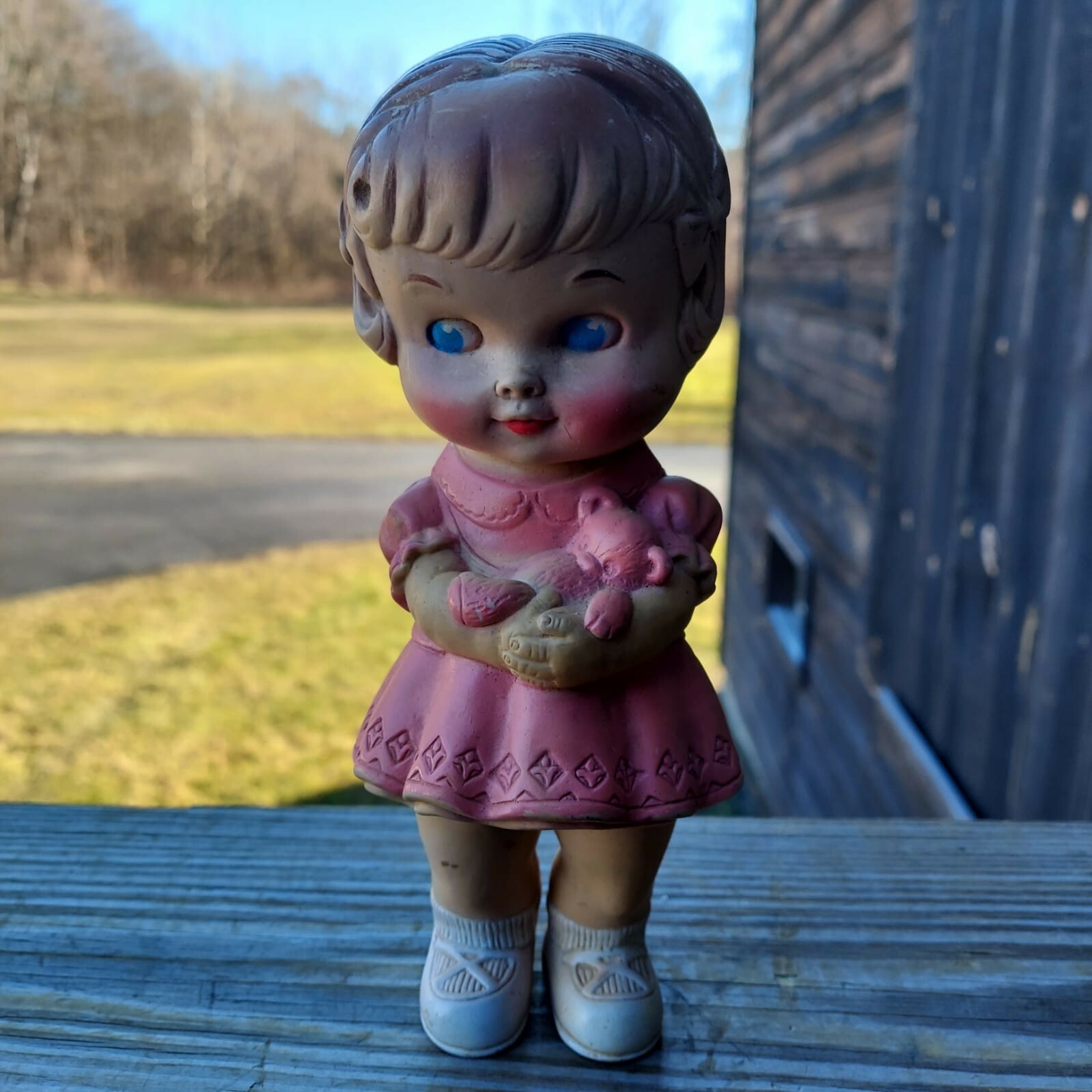 1960's Edward Mobley Squeaky Toy 8 1/2" Standing Rubber Doll Girl in ...