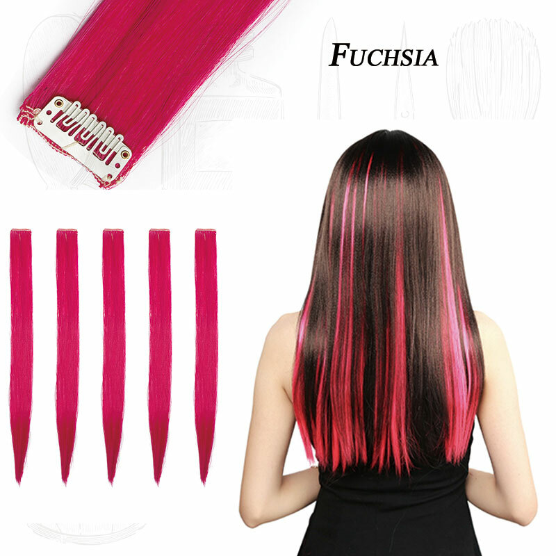 25+Colors Highlight For Human Hair Extension Clip in Piece Real Natural ...