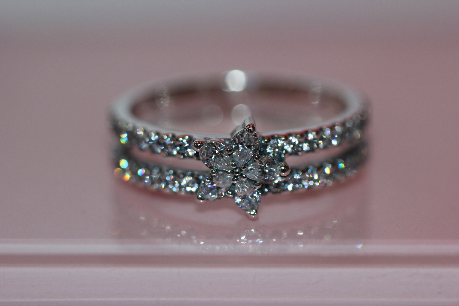 NIB 2020 PANDORA SPARKLING SNOWFLAKE DOUBLE RING 199236C01 $100 BAGTAG ...