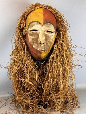 250904 - African Galoa mask with Raffia - Gabon | eBay UK
