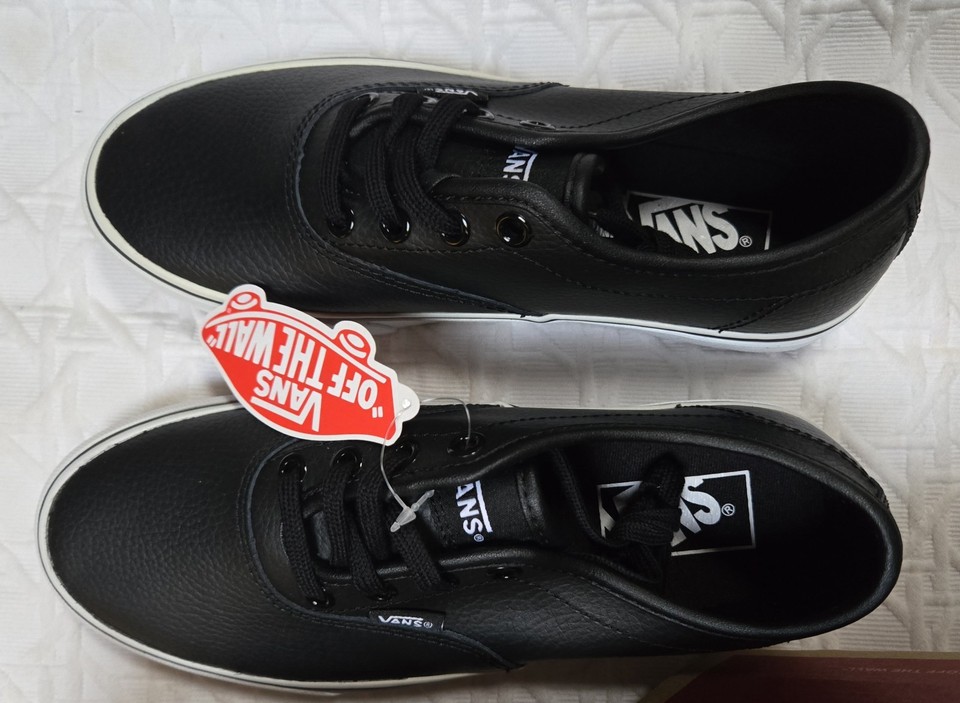 New In Box VANS Women’s 7.0 Doheny Decon Leather Sneakers Black Tumble ...