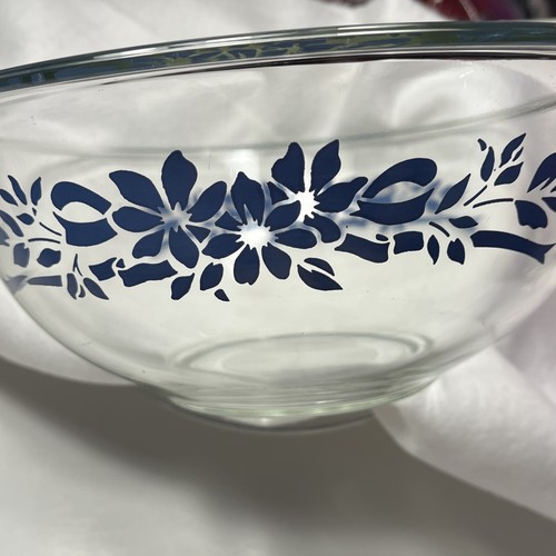 Pyrex Vintage Clear Glass Nesting Bowls Blue Ribbon 322 323 325 1 L 1.5 ...