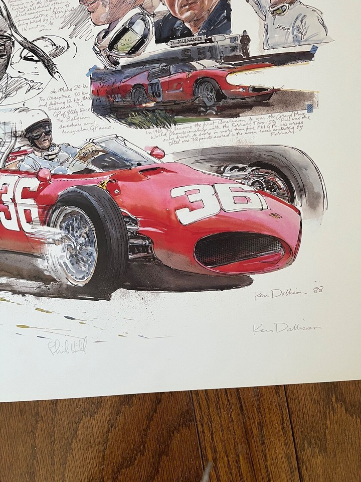 Phil Hill Print by Ken Dallison Signed & Numbered | eBay