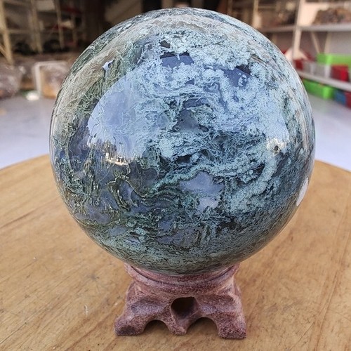 665g Natural Aquatic Plant Agate Geode Ball Quartz crystal Aura Healing ...