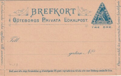 SWEDEN: Private local mail, Gothenburg city mail, unused ps lettercard ...