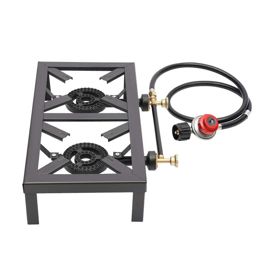 Double Propane Gas Burner Stove Camping BBQ Cooker Cooking With ...