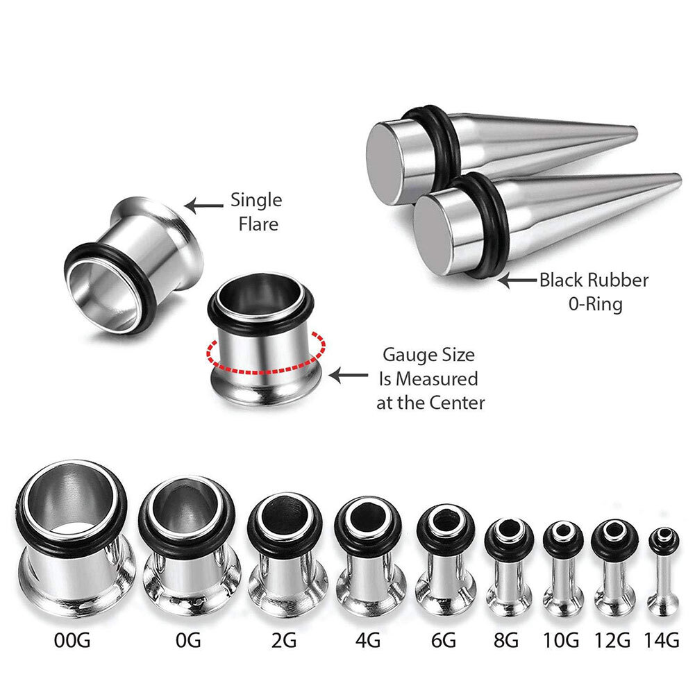 36pcs Smooth Piercing Ear Gauge Stretching Kit Taper Plug Tunnel ...