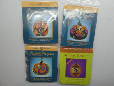 Mill Hill Beaded Cross Stitch Kits NEW Halloween Pumpkins - Set of 4 ...