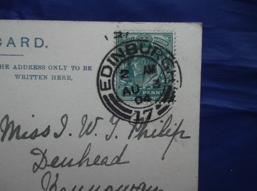 EDINBURGH SCOTTISH POSTMARK 3 AUGUST 1904 - DENHEAD, KENNOWAY ...