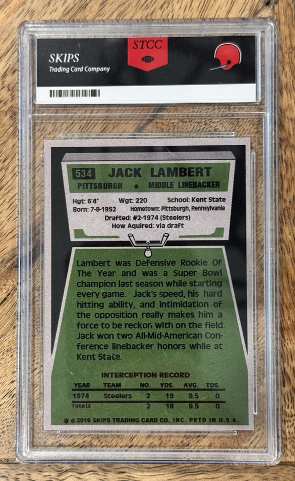 🔥 1975 Jack Lambert RC Rookie 🏆 Pittsburgh Steelers Custom Card 💎 ...