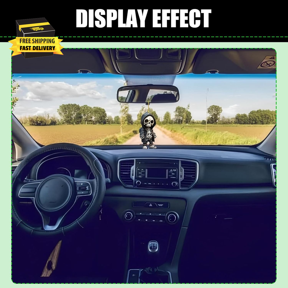 1-Pack Car Skeleton Pendant, Acrylic Halloween Horror Atmosphere Statue ...