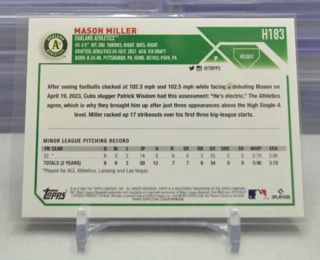 Mason Miller Topps Holiday #H183 RC Rookie 4-C | eBay
