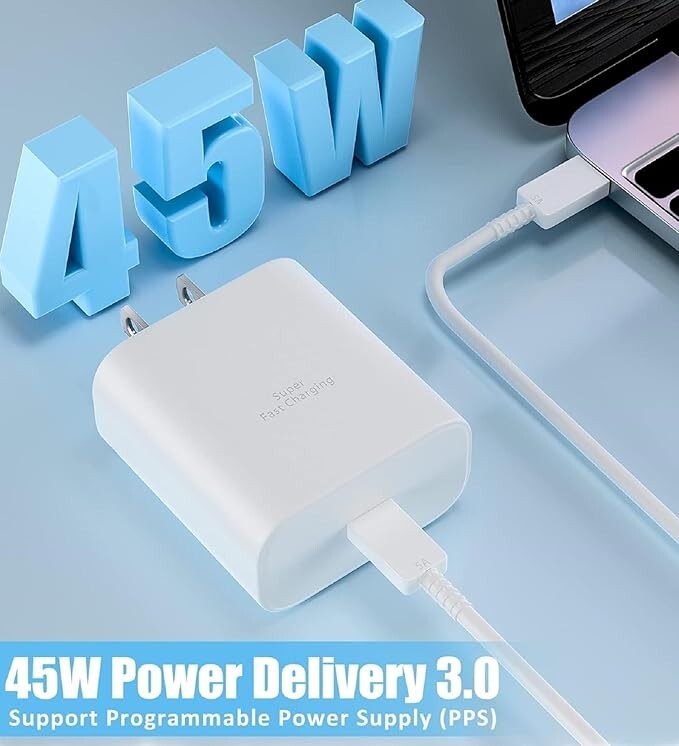 New Samsung Galaxy 45 Watts USB-C Super Fast Charging Wall Charger ...