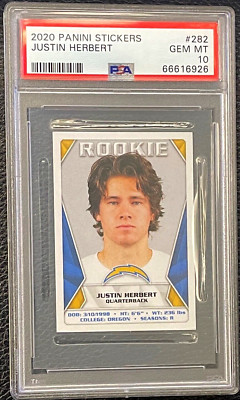 2020 NFL Sticker & Card Collection Stickers Justin Herbert PSA 10 MINT ...