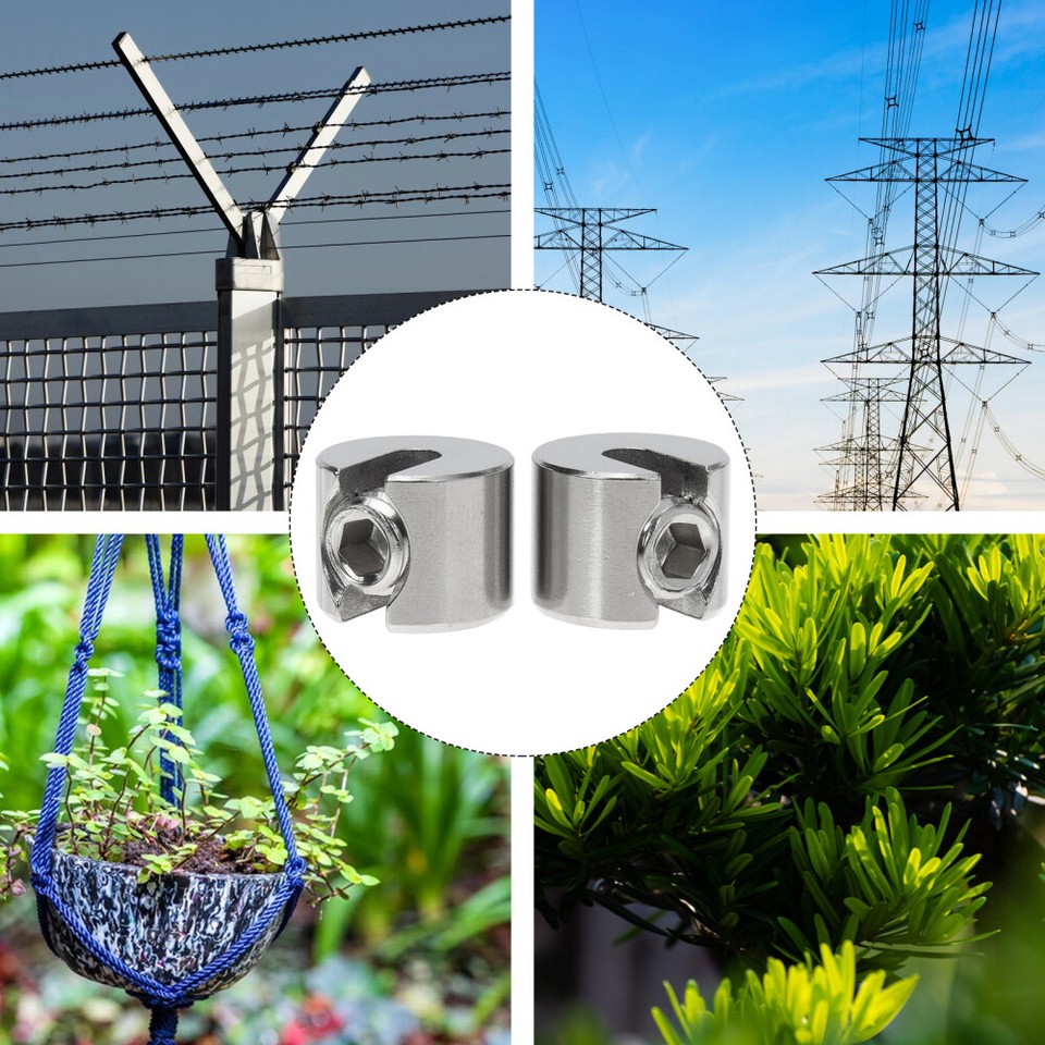 2 Pcs Stainless Steel Cable Clamps Wire Rope Stop for Cables Fixings ...