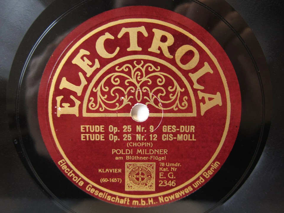 78rpm POLDI MILDNER Piano - Pastorale Variee (Mozart) / Etude (Chopin ...